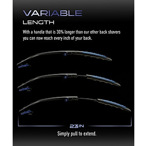 BakBlade 3.0 Stealth - Back Shaver for Men, Extra Long 23" Ergonomic Handle for a Close, Pain-Free Shave, The Ultimate Back Hair Trimmer for Men, +3 Extra Back Blade Refills