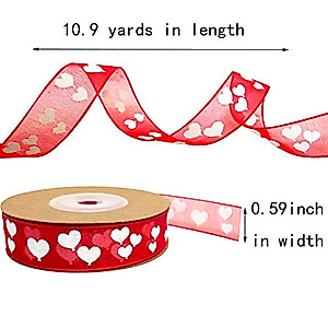 Llxieym 2 Rolls Valentine's Day Heart Ribbons Wrapping Ribbons for Wedding Valentine's Day Wrapping