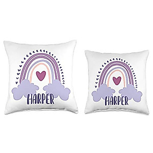 Cute Rainbow Name Designs Harper Personalized Custom Name Rainbow Cute Colorful Throw Pillow, 18x18, Multicolor