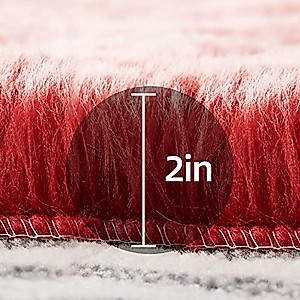JONIYEAR Luxury Soft Fluffy Faux Fur Throw Area Rug for Bedroom 2' x 4', Small Decorative Fuzzy Bedside Rugs, Shaggy Plush Thick Floor Mat Carpet for Living Room Dorm Kids Room, Washable, Burgundy