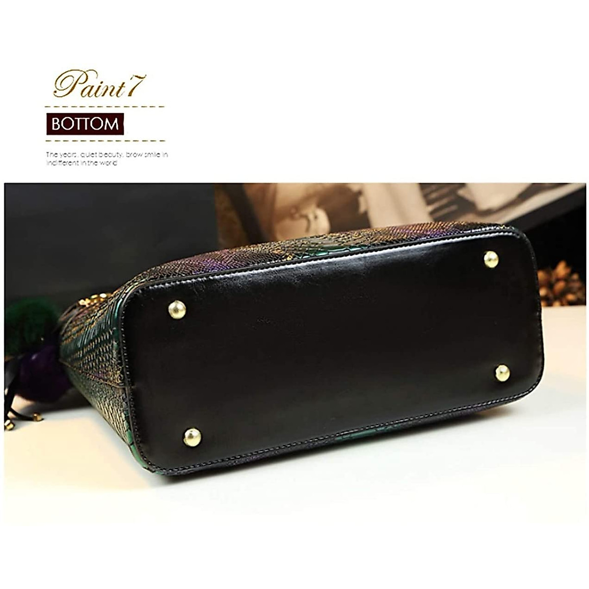 Shirt Luv Large Women's Top Handle Satchel Handbags Leather Chain Bag Purses Serpentine Tassel Shoulder Messenger Bags (Purple)