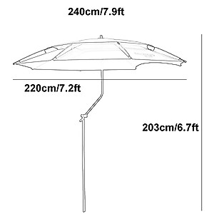 WYFFF 2.2m/7ft Patio Cantilever Umbrella, Hanging Blue Garden Umbrella, Octagonal Fishing Umbrella, for Garden, Deck, Backyard, Pool and Beach