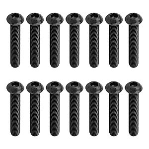 Yinpecly M6 Machine Screws Hex Socket Round Head Screw Carbon Steel Fasteners Bolts for Ship Building Industry, Black 20 PCS