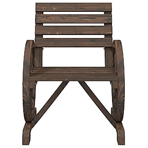 vidaXL Patio Chairs Set of 2 - Solid Wood Fir with Wagon Wheel Armrests - Assembly Required for Garden, Terrace, Outdoor Seating in Burnt Wood Finish