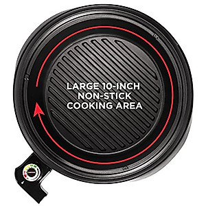 Chefman 3-In-1 Electric Indoor Grill Pot & Skillet, Slow Cook, Steam, Simmer, Stir Fry, 10-Inch Nonstick Raised Line Griddle Pan, Temperature Control, Tempered Glass Lid, 3-Quart, Black-Round