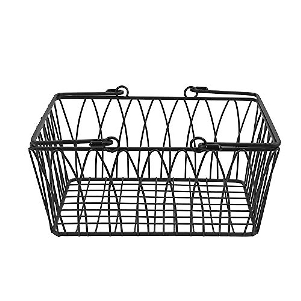 Spectrum Diversified Twist Storage Handles, Modern Farmhouse Décor Farmer’s Market-Style Wire Basket for Organizing Bathroom, Pantry & Craft Room, Medium, Black