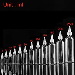 5PCS Empty Dropper Bottles Squeeze Bottles, Sharp-mouth Container with Twist Top Cap Clear Refillable Bottles, for Oil Paint Liquid Glue(100ml)