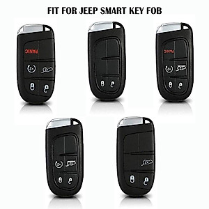 K LAKEY Jeep Key Fob Cover,Fit for Jeep Bottons Remote Key Grand Cherokee Renegade Compass Dodge Durango Journey Charger Challenger Key Fob,Smart Key Fob Soft TPU Case Shell with Alloy Keychain Silver
