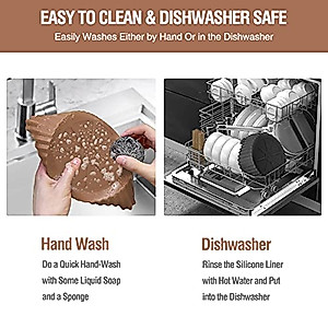 2 Pack Air Fryer Silicone Liners Pot for 3 to 5 QT, Air Fryer Silicone Basket Bowl, Replacement of Flammable Parchment Paper, Reusable Baking Tray Oven Accessories, Brown+Blk, (Top 8in, Bottom 6.75in)