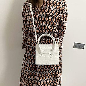 Tiny Purse Patent Leather Tote Mini Purse clutch Shoulder Bag Satchel Shape Crossbody Handbag (White-large)