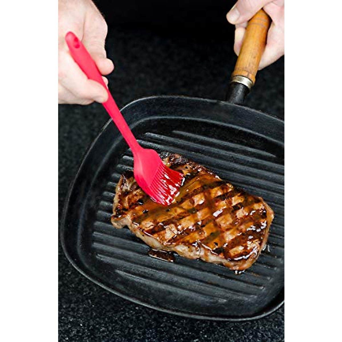StarPack Basics Silicone Basting Brush - High Heat Resistant to 480°F, Hygienic One Piece Design, Pastry, Grill & BBQ Brush (Cherry Red)
