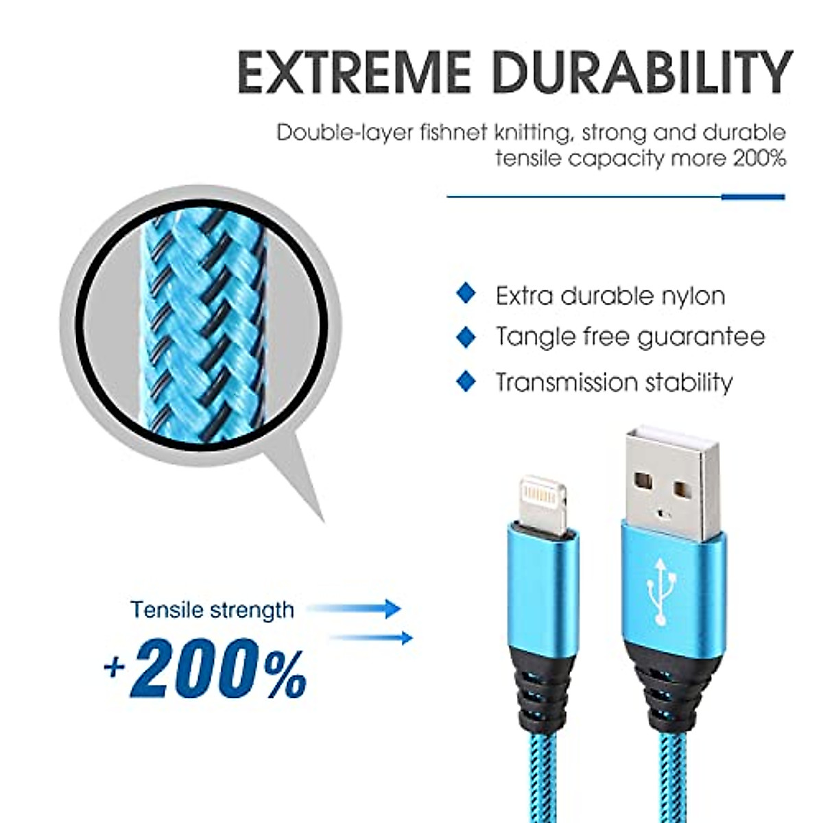 Aurnoet iPhone Charger 5Pack 10FT Lightning Cable Nylon Braided USB Cables Fast Charging Apple MFi Certified Compatible with iPhone 14/13 mini/14/13/12/11 Pro MAX/XR/XS/8/7/Plus/6S/SE/iPad