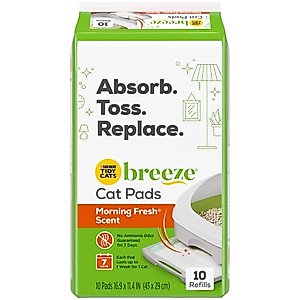 Purina Tidy Cats Breeze Litter System Cat Pad Refills, Breeze Morning Fresh Scent 10ct. Refill Pack - 10 Count (Pack of 1)
