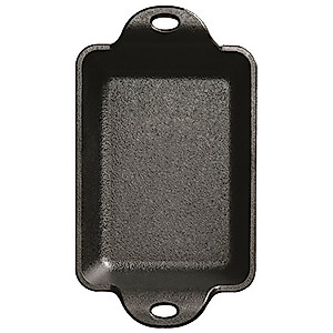 Lodge Heat Enhanced and Seasoned Cast Iron Rectangular Mini Server, 10-Ounce, Black