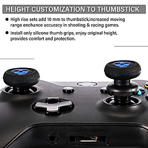 Playrealm FPS Thumbstick Extender x 2 & Printing Rubber Silicone Grip Cover x 4 for Xbox Series X/S & Xbox One Controller(Ghost Red & Blue)