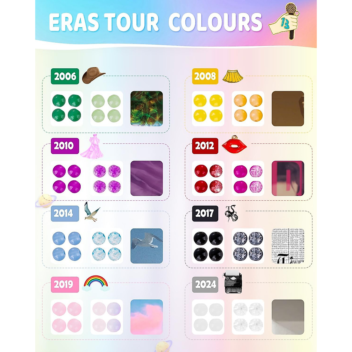 Goldwise Friendship Bracelet Making Kit for Fans -19 Colors(Album Inspired) 8mm Glass Beads for Jewelry Making,Letter Beads (A-Z),Varieties of Charms, DIY Crafts for Gifts Birthday