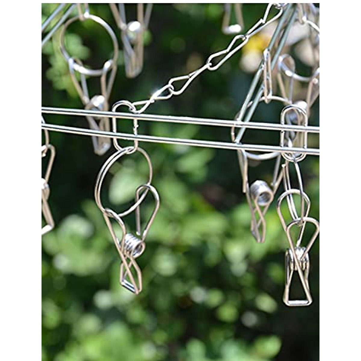 WAIKAS Space Saving Hangers with 20 Clips for Socks Underwear Baby Clothes, 304 Stainless Steel, Wind Proof