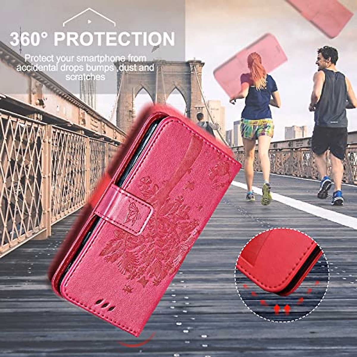 KANVOOS Case for Oppo Reno 6 Pro 5G Wallet Case with Card Holder, PU Leather Flip Folio Case [TPU Inner Shell], Shockproof Cover for Oppo Reno 6 Pro 5G (Rose)