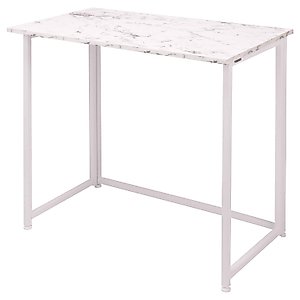 Leopard Outdoor Products Folding Computer Desk for Small Spaces, Space-Saving Home Office Desk, Foldable Computer Table, Laptop Table, Writing Desk, Compact Study Reading Table (Marble White)