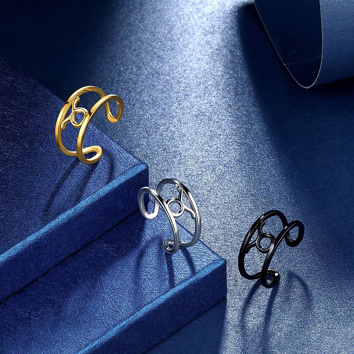 beautlace Taurus Adjustable Ring Constellation Astrology Silver Plated Opening Statement Horoscope Zodiac Ring for Women Men Jewelry Gift KR0002J-W