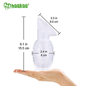 haakaa Manual Breast Pump Silicone Breastpump Milk Pump for Breastfeeding with Suction Base and Flower Stopper 100% Food Grade Silicone BPA Free (4oz/100ml) (Purple)