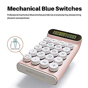 Mechanical Switch Calculator,Handheld for Daily and Basic Office,10 Digit Large LCD Display (Pink)