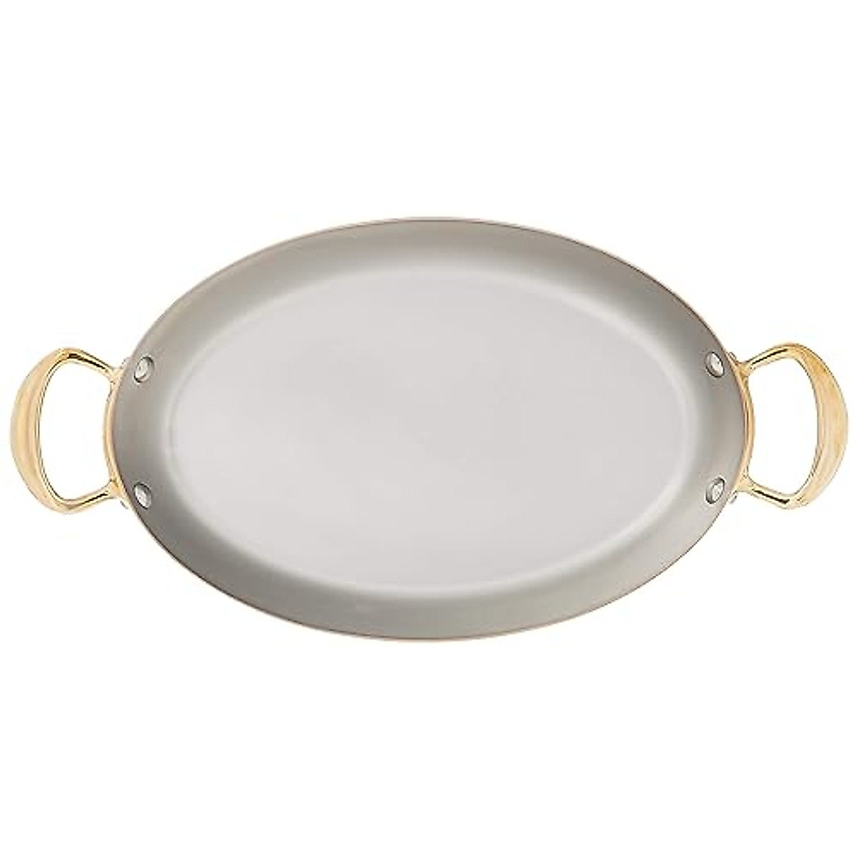 Mauviel M'150 B 1.5mm Polished Copper & Stainless Steel Oval Pan With Brass Handles, 11.8-in, Made in France