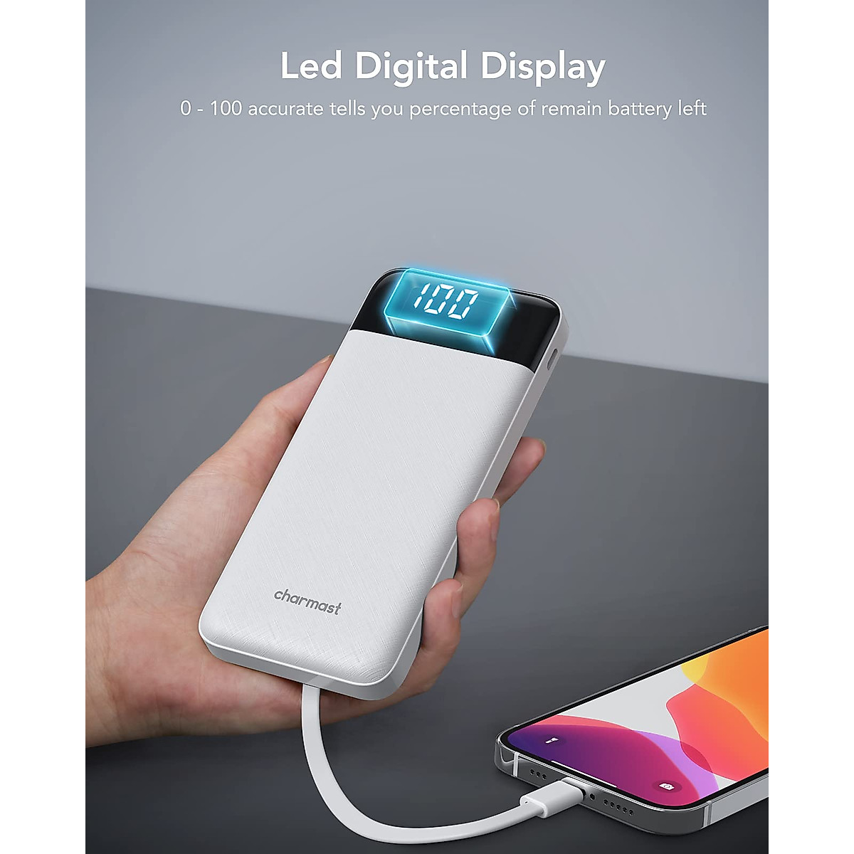 Portable Charger with Built in Cables, Portable Charger with Cords Wires Slim 10000mAh Travel Battery Pack 6 Outputs 3 Inputs 3A Fast Charging Power Bank for Samsung Google Pixel LG Moto iPhone iPad