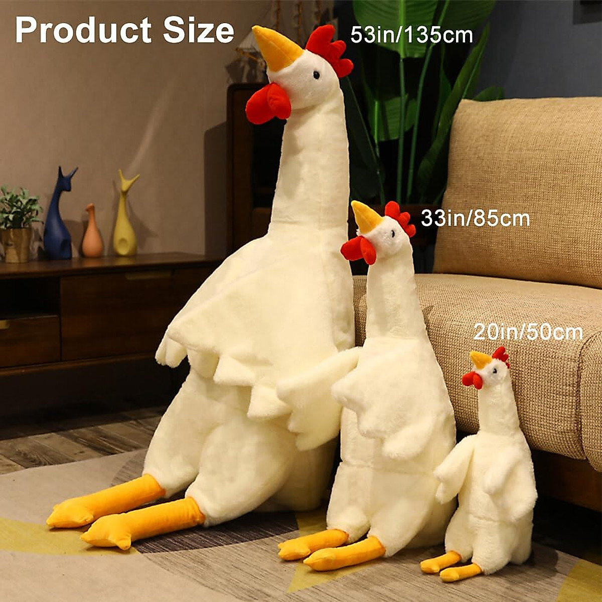 UEncounter Chicken Stuffed Animal Soft Chicken Plush Pillow Cute Stuffed Chicken Plush Toy for Kids Adults (White, 20 Inch), Small, 2026069GEJILJ8JQ9PT2NQ0UE