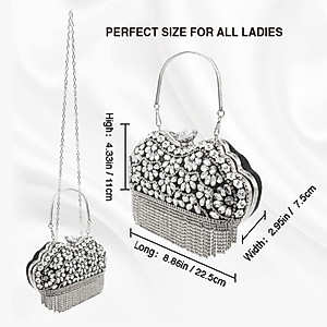 Olixi Black Clutch Purse for Women Evening Bag Lip Shape Sparkling Glitter Luxury Purse Bag with Chain Fashion Tassel Handbag for Wedding Party Cocktail Prom Formal