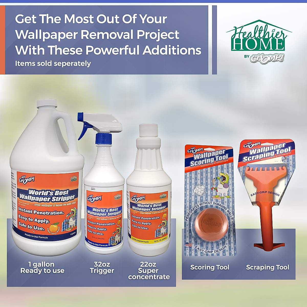 WP Chomp World’s Best Wallpaper Stripper: and Sticky Paste Remover, Citrus Scent 32oz.trigger