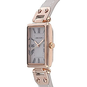 Anne Klein Women's Japanese Quartz Dress Watch with Leather Strap, Gray, 12 (Model: AK/3752RGTP)