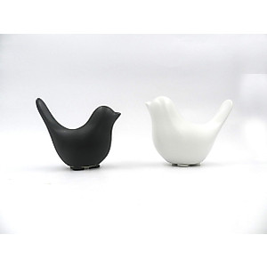 SuDuoLa Scandinavian Decor Bird Decor (Minimalist Decorations Modern Sculptures White Doves Birds Figurine) Home Decor Crafts Ceramic Birds Gifts (Black and White) 2Pcs