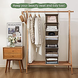 Vailando 6-Shelf Hanging Closet Organizer, Hanging Shelves for Closet with 2 Large Drawer&1 Drawer w/Compartment, 12'' x 12'' x 48.8'', Baby Organizer for Nursery