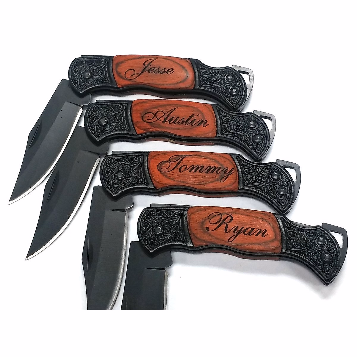 Gifts Infinity® Personalized Laser Engraved Pocket Knife Rosewood Handle Groomsmen, Free