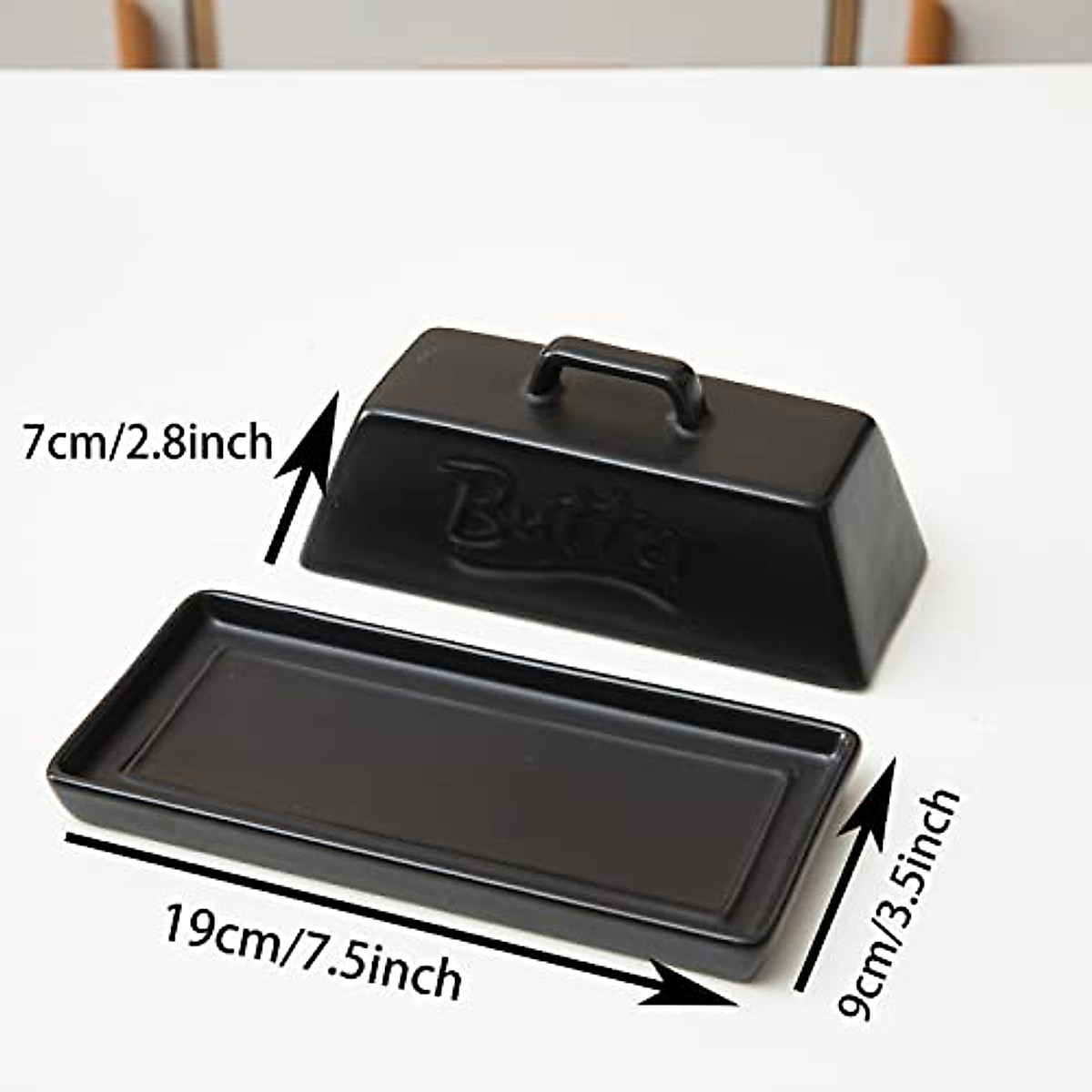 Porcelain Butter Dish with Lid, Candiicap Classic Matte Butter Keeper for Countertop, Large Butter Holder for Butter Storage, Dishwasher Safe (Matte Green)