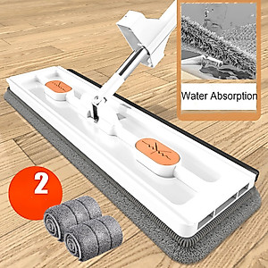 Streamline Mop, Strealinem New Large Flat Mop, Multi-Functional Mop, Style mop Pro, Flat Mop with Wringer, Flat Mop and Bucket System with Washable Pads, for Home Floor Cleaning (Mop + 4 pads+bucket)