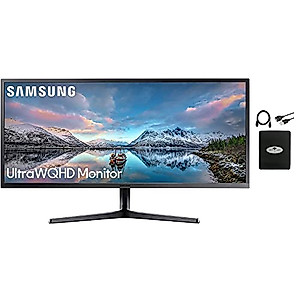 SAMSUNG 2021 34" Class Ultrawide Monitor Flat 3 for Business and Student, 21:9 Wide Screen, 3440 x 1,440 Ultra WQHD, 4ms Response Time, 75Hz Refresh Rate, PBP and PIP w/Ghost Manta Accessories