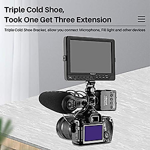 ULANZI PT-12 Camera Hot Shoe Extension Bracket with Triple Cold Shoe Mounts for Microphone LED Video Light, 1/4'' Screw for Magic Arm, Aluminum Shoe Mount Compatible with Nikon Canon Sony Cameras