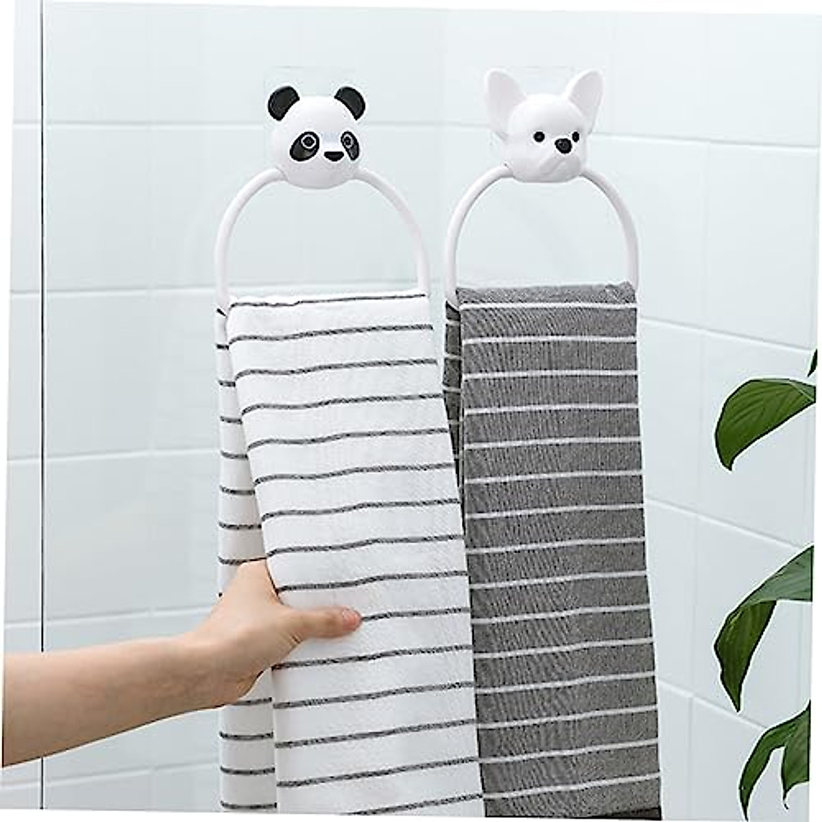 Cabilock 1pc Towel Rack Plastic Hooks for Hanging Clothes Hanger Hooks Hanger Hooks for Plastic Hangers Countertop Towel Ring Hand Towel Holder Tower Rack Abs White Punch Free Ring Cute