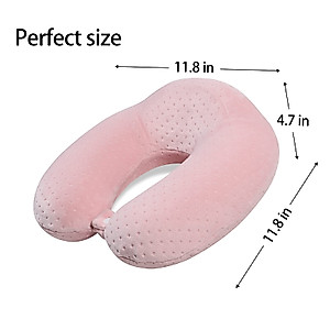 Gosider Neck Pillow Memory Foam Comfortable Travel Neck Pillow, Pink Airplane Pillow U Shape for Head and Neck Support, Portable Neck Pillows for Sleeping Travel Machine Washable