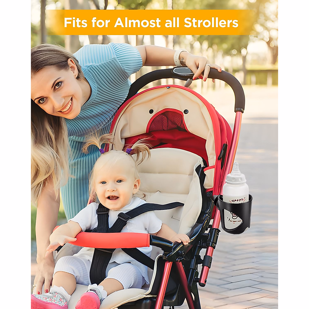 Stroller Cup Holder, Universal Drink Holder for Bikes, Trolleys or Walkers, Fits Most Cups