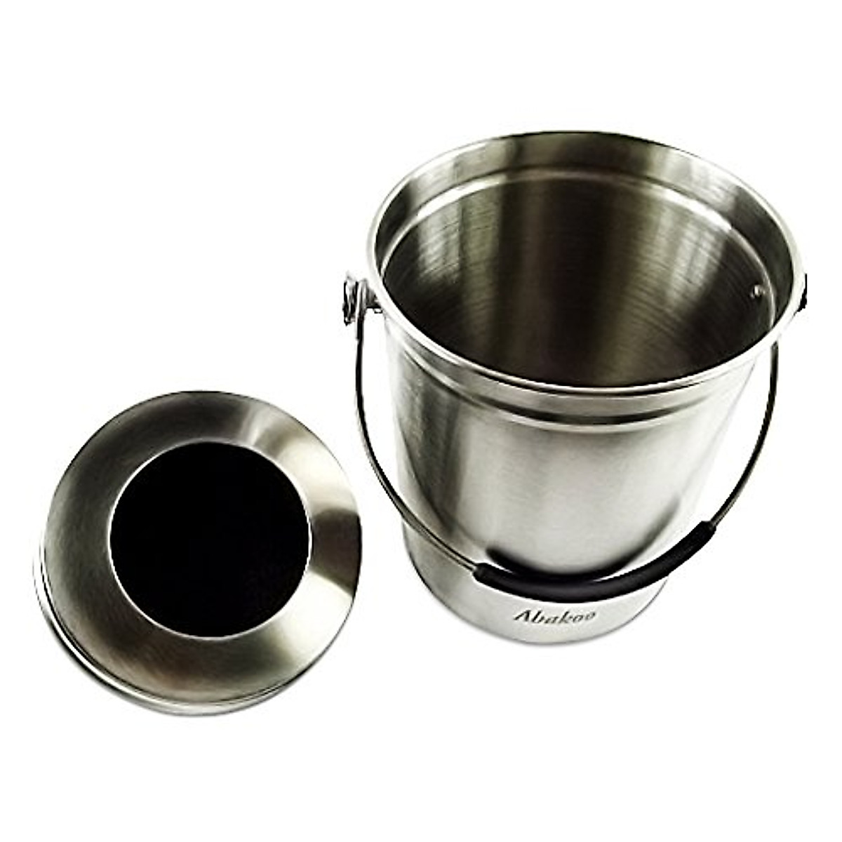 Abakoo Stainless Steel Compost Bin - 1.3 Gallon Premium Grade 304 Stainless Steel Kitchen Composter - Includes 4 Charcoal Filter, Indoor Countertop Kitchen Recycling Bin Pail