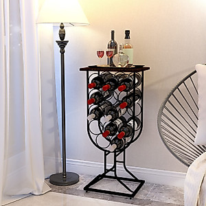 Taleco Gear Freestanding, Wine Stand Rustic Style, Holds 14 Bottles of Wine, freestanding Floor, Decorative Wine Storage Rack, Stackable Metal Wine Rack