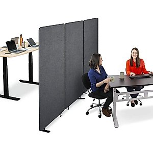 Stand Steady ZipPanels Office Partition | Room Dividers | Three Zip Together Panels Provide Privacy and Reduce Ambient Noise in Workspace, Classroom and Healthcare (Dark Gray)
