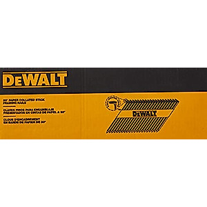 DEWALT Framing Nails, Paper Tape, 30-Degree, Smooth Shank, Bright Finish, Off-Set Round Head, 3-Inch x .120-Inch, 2500-Pack (DPT-10D120FH)