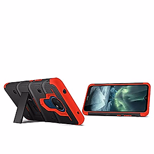 ZIZO Bolt Series for Nokia C5 Endi Case with Screen Protector Kickstand Holster Lanyard - Black & Red
