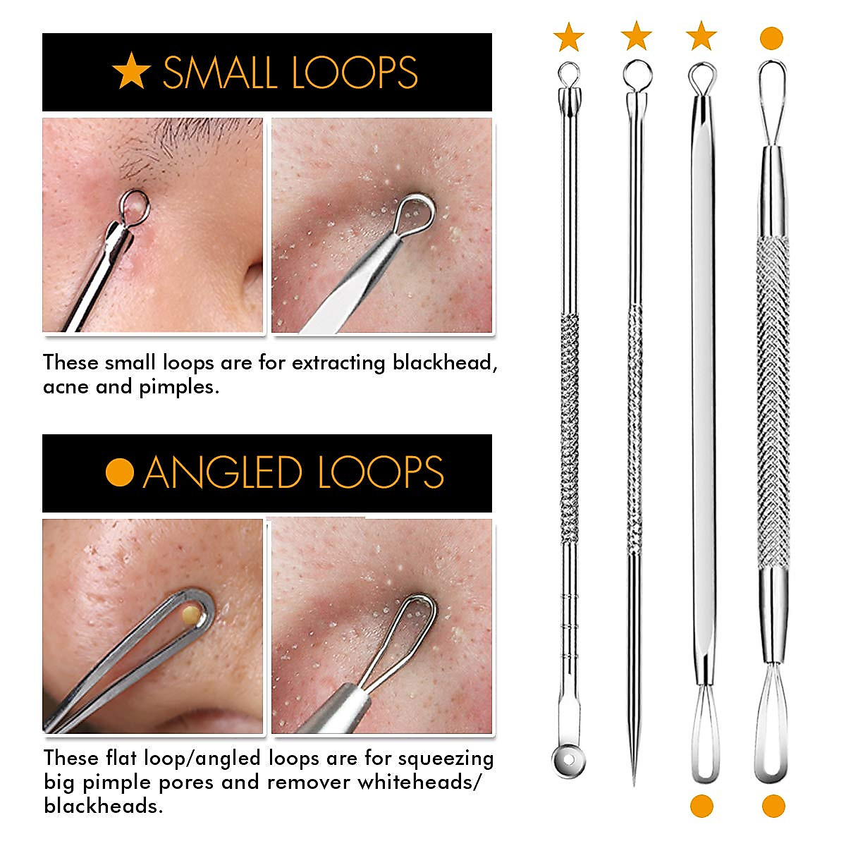 7-Piece Blackhead Remover Kit - Pimple Comedone Extractor Tool set for Facial Acne and Treatment for Blemish, Whitehead Popping, Zit Removing for Risk Free Nose Face Skin with Metal Case