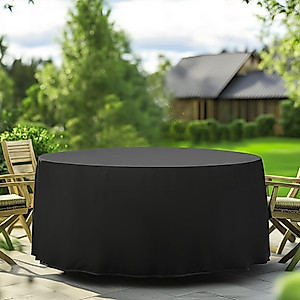 JOVISUNSHADE Round Patio Furniture Covers,100% Waterproof Outdoor Furniture Cover，Round Table Cover Outdoor Waterproof Anti-Fading Cover For Outdoor Furniture Set, Uv Resistant, (Black, 84"Diax28"H)