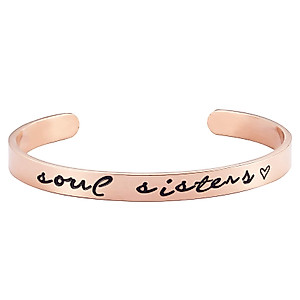 LParkin Soul Sister Bracelet Gift Jewelry Bff Bracelet Friendship Best Friend (Rose Gold Plated)